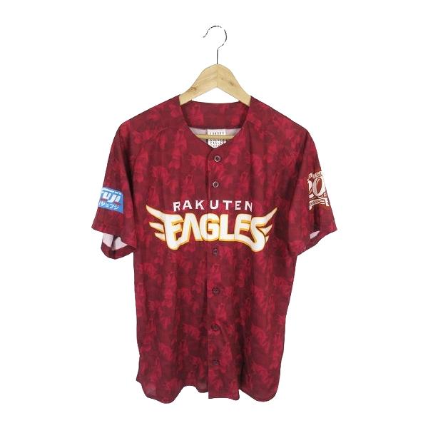 東北 楽天 ゴールデン イーグルス 20周年記念 ユニフォーム 野球 スポーツ 応援グッズ シャツ 半袖 ロゴ 刺繍 レッド サイズM QQQ メンズ レディース【表記サイズ】M【実寸サイズ】身幅：51cm　着丈：68cm　ゆき丈：44cm...