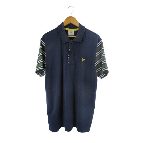 ライル&amp;スコット LYLE&amp;SCOTT ポロシャツ 半袖 ボーダー サイズM ネイビー系 QQQ メンズ【ブランド】ライル&amp;スコット LYLE&amp;SCOTT【表記サイズ】M【実寸サイズ】肩幅：46cm　身幅：5...