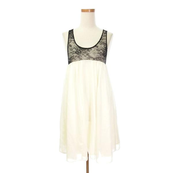 ドリッテ DRitte Boutique ワンピース ドッキング ひざ丈 レース 切替 ノースリーブ F フリー 白 ホワイト /ah レディース【ブランド】ドリッテ DRitte【表記サイズ】F フリー【実寸サイズ】身幅：36cm　総丈：...