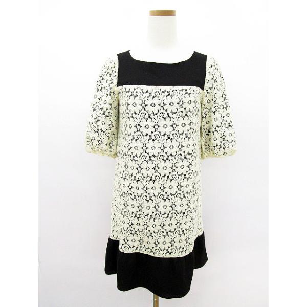 フリーズフレーズ FREE'S PHRASE ワンピース フレア ミニ 花柄 レース 半袖 バルーンスリーブ M 黒 ブラック レディース【中古】【ベクトル 古着】【ブランド】フリーズフレーズ FREE'S PHRASE【表記サイズ】M【実...