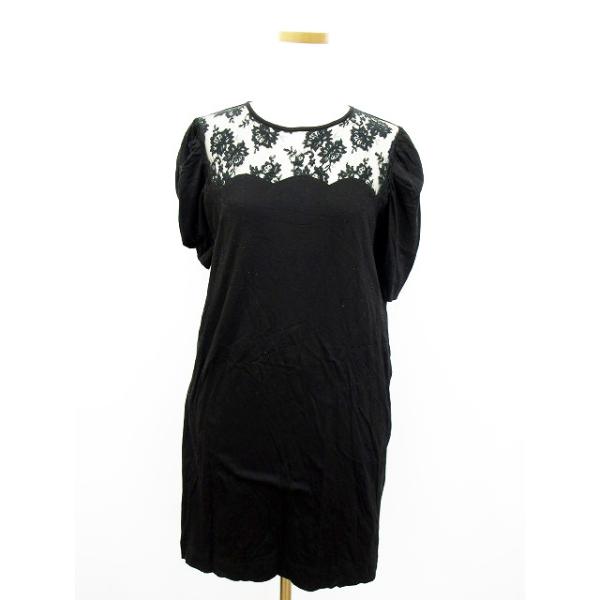 ラウラ Laula ワンピース 半袖 ミニ レース タイト F 黒 ブラック レディース【中古】【ベクトル 古着】【ブランド】ラウラ Laula【表記サイズ】F【実寸サイズ】肩幅：34cm　身幅：40cm　袖丈：28cm　総丈：75cm　　...