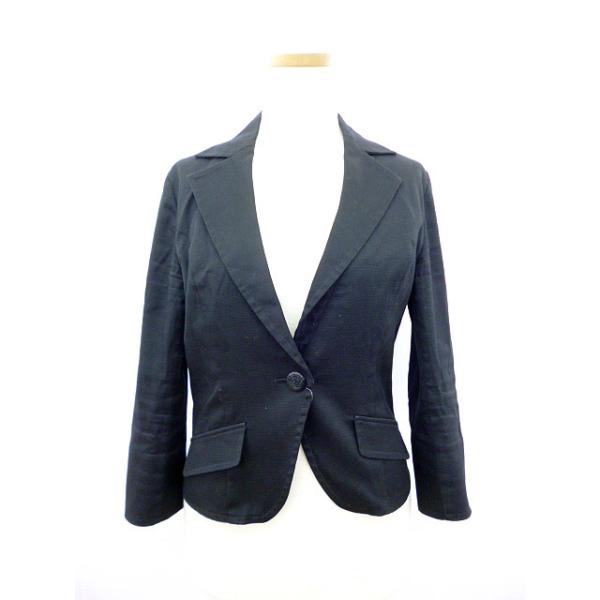 ネットディマミーナ NETTO di MAMMINA ジャケット テーラード 長袖 コットン 無地 38 黒 ブラック レディース【中古】【ベクトル 古着】【表記サイズ】38【実寸サイズ】肩幅：36cm　身幅：40cm　袖丈：44.5cm　...