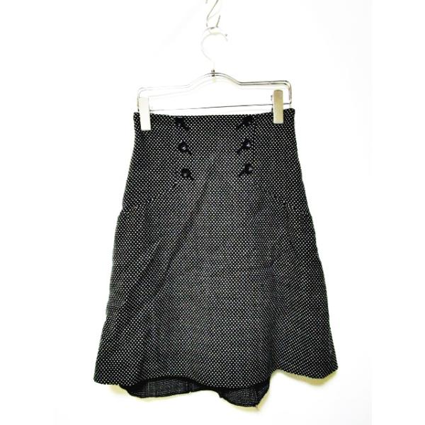 クローラ crolla スカート フレア ひざ丈 ドット ウール 36 黒 ブラック レディース【中古】【ベクトル 古着】【ブランド】クローラ crolla【表記サイズ】36【実寸サイズ】ウエスト：58cm　ヒップ：80cm　スカート丈：5...