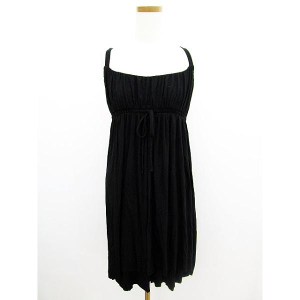 ジョノフイ Jo No Fui ワンピース ノースリーブ ひざ丈 無地 フレア S 黒 ブラック レディース【表記サイズ】S【実寸サイズ】身幅：35cm　総丈：107cm　　【素材】レーヨン 95%　ポリウレタン 5%【色】黒 ブラック　※...