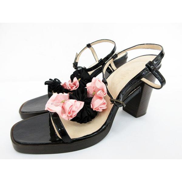 シンディー SINDEE サンダル アンクルストラップ リボン 装飾 エナメル ヒール 24 黒 ブラック レディース【ブランド】シンディー SINDEE【表記サイズ】24cm【実寸サイズ】ヒールの高さ：9cm　最大幅：8.2cm　　【色】...