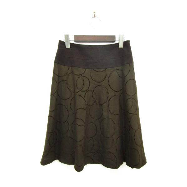 ブルーデブレス BLUE DE BRESSE スカート フレア 総柄 ひざ丈 38 茶 ブラウン /AO レディース【ブランド】ブルーデブレス BLUE DE BRESSE【表記サイズ】38【実寸サイズ】ウエスト：66cm　ヒップ：104c...