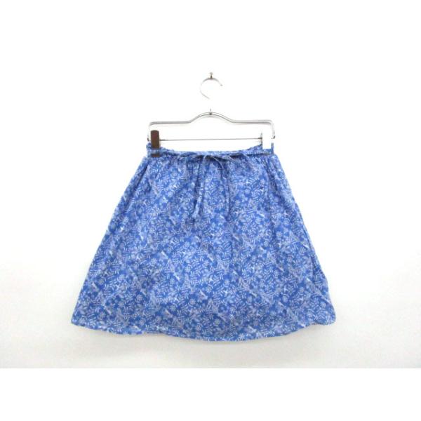 ラポルトドゥドゥマン La porte de demain スカート ミニ丈 台形 コットン 青 ブルー /tt【中古】【ベクトル 古着】【表記サイズ】表記なし【実寸サイズ】ウエスト：60cm　ヒップ：92cm　スカート丈：45cm　　【素...