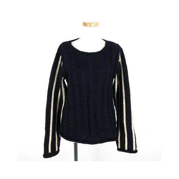 スフィーデ sfide ニット 長袖 ウール 黒 白 ケーブル編み レディース【表記サイズ】表記なし実寸サイズをご参考にしてください。【実寸サイズ】肩幅：36cm　身幅：44cm　着丈：57cm　袖丈：63cm　　【素材】黒 白【色】黒 白...