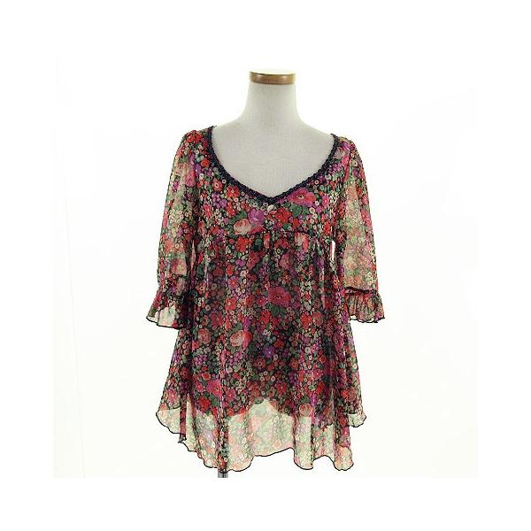 デビーバイフリーズショップ Debbie by FREE'S SHOP チュニック 半袖 ラメ レース 花柄 ブラック 黒 ピンク グリーン 緑 レッド 赤 M【ブランド】デビーバイフリーズショップ Debbie by FREE'S SHO...