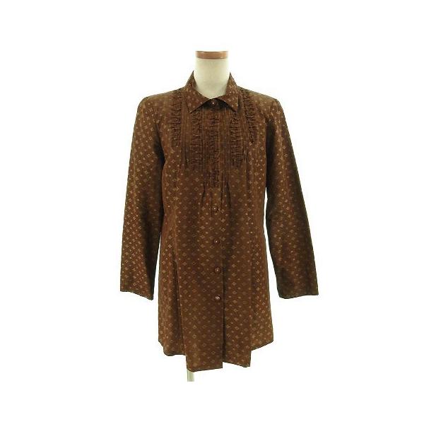 ヴァイスヴァーサ VICEVERSA ジャケット シャツジャケット 光沢 長袖 刺繍 ブラウン系 38 レディース【表記サイズ】38【実寸サイズ】肩幅：37cm　身幅：47cm　着丈：75cm　袖丈：55cm　　【素材】アセテート75% ポ...
