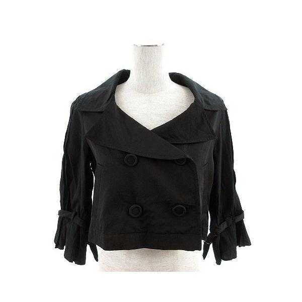 ナナシ NANASHI アズ ノウ アズ ジャケット 七分袖 ダブル コットン混 ブラック 黒 38 レディース【ブランド】ナナシ NANASHI【表記サイズ】38（日本サイズM相当）【実寸サイズ】肩幅：34cm　身幅：44.5cm　袖丈：...