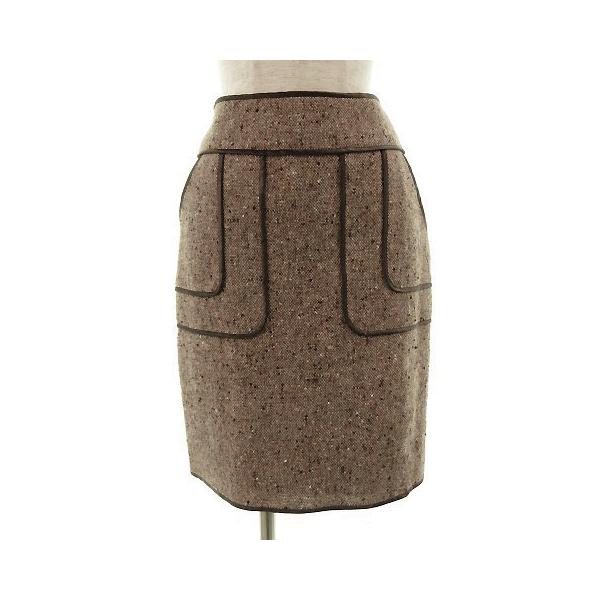 フォッシィ FOSSI スカート ひざ丈 ツイード ウール混 ブラウン系 茶 40 レディース【表記サイズ】40(日本サイズL程度）【実寸サイズ】ウエスト：63cm　ヒップ：86cm　スカート丈：51cm　※実寸サイズに関してはこの商品の出...