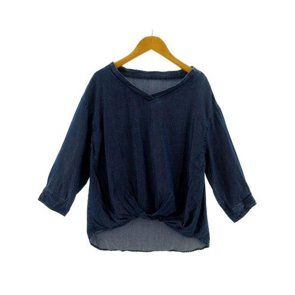 ルティロワドゥドレステリア LE TiROiR de DRESSTERIOR カットソー Vネック シャンブレー デニム調 長袖 ブルー 青 レディース【表記サイズ】表記サイズなし※実寸サイズをご確認下さい。【実寸サイズ】肩幅：51.5cm...