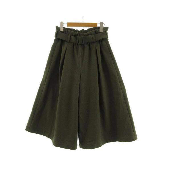 シェヴー chez-voeu パンツ ワイドパンツ ガウチョパンツ ベルト シンプル ウエストゴム カーキ F レディース【表記サイズ】FREE※実寸サイズをご確認ください。【実寸サイズ】ウエスト：約66-90cm　もも幅：約27cm　裾幅...