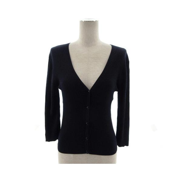 アンケート en quete カーディガン ニット リブニット シンプル 無地 ネイビー 紺 9 レディース【ブランド】アンケート en quete【表記サイズ】9※実寸サイズをご確認ください。【実寸サイズ】肩幅：約36cm　身幅：約37c...