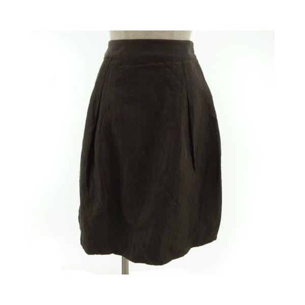 フォッシィ FOSSI スカート フレア タック ひざ丈 リネン混 ストライプ ブラウン 茶 ブルー 青 38 レディース【表記サイズ】38（日本サイズM程度）【実寸サイズ】ウエスト：約64cm　ヒップ：約98cm　スカート丈：約56cm　...