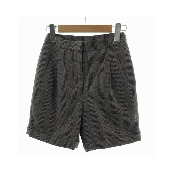 フォッシィ FOSSI パンツ ショートパンツ ハイウエスト グレンチェック ウール混 グレー ブラック 黒 38 レディース【表記サイズ】38（日本サイズM程度）【実寸サイズ】ウエスト：約62cm　もも幅：約23cm　裾幅：約24cm　股...