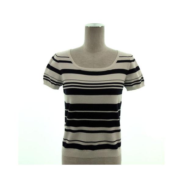 アンケート en quete ニット 半袖 ボーダー ホワイト 白 ブラック 黒 9 レディース【ブランド】アンケート en quete【表記サイズ】9（日本サイズM相当）【実寸サイズ】肩幅：32cm　身幅：38.5cm　着丈：47.5cm...