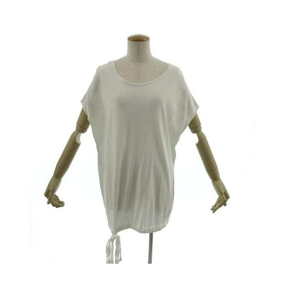 ハネスルーザー hannes roether ニット フレンチスリーブ 裾リボン ホワイト 白 S レディース【表記サイズ】S【実寸サイズ】身幅：52cm　着丈：53.5cm　ゆき丈：37cm　※実寸サイズに関してはこの商品の出品者の主観で...