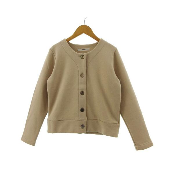 パンドル PEINDRE ジャケット アウター ノーカラー 裏起毛 コットン混 シンプル ベージュ レディース【表記サイズ】サイズ表記なし※実寸サイズをご確認ください。【実寸サイズ】肩幅：約36cm　身幅：約46cm　着丈：約51cm　袖丈...