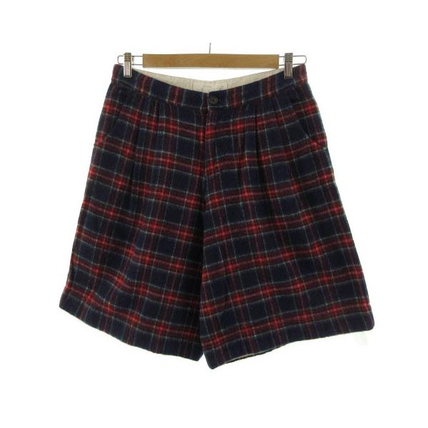 グリン grin broadly パンツ ハーフパンツ 起毛 チェック レッド 赤 ブルー 青 ネイビー 紺 グリーン 緑 ホワイト 白 2 レディース【表記サイズ】2（日本サイズM程度）【実寸サイズ】ウエスト：約80cm　もも幅：約28c...