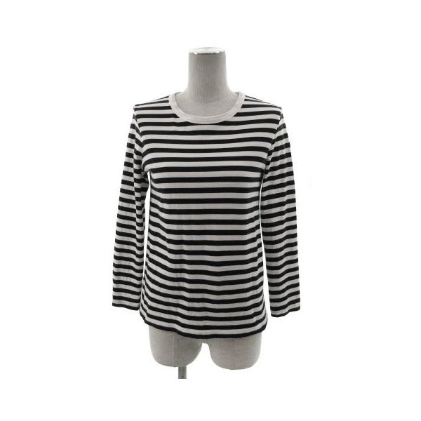 レフリンティ L’EFFRONTEE カットソー 長袖 ボーダー ブラック 黒 ホワイト 白 レディース【表記サイズ】サイズ表記なし※実寸サイズをご確認ください。【実寸サイズ】肩幅：約37cm　身幅：約41cm　着丈：約54cm　袖丈：約5...