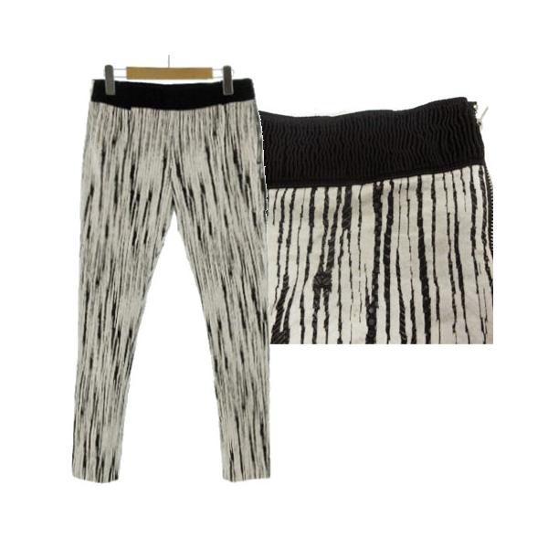 ヘルムートラング HELMUT LANG レギンスパンツ 07-3104215 ウエストゴム ストレッチ コットン混 総柄 ブラック 黒 アイボリー M【ブランド】ヘルムートラング HELMUT LANG【表記サイズ】M【実寸サイズ】ウエス...