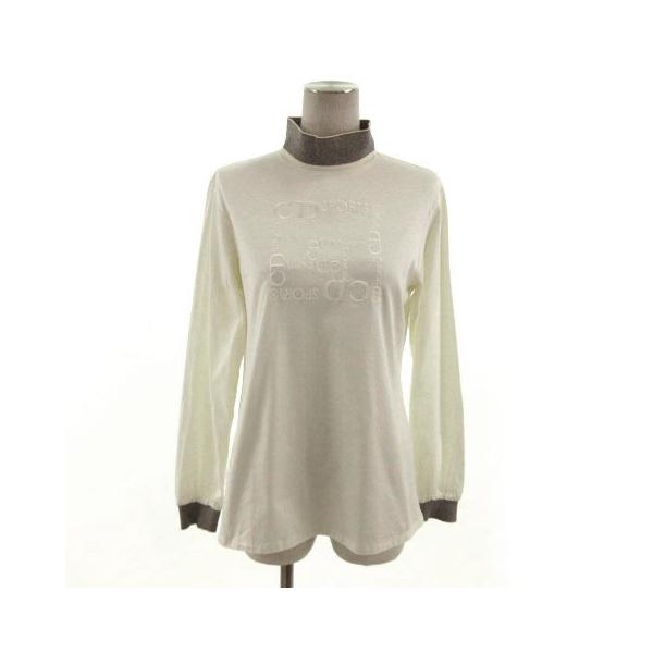 クリスチャンディオール Christian Dior SPORT カットソー ハイネック バックハーフジップ ロゴ刺繍 アイボリー ブラック 黒 L【ブランド】クリスチャンディオール Christian Dior【表記サイズ】L【実寸サイズ...