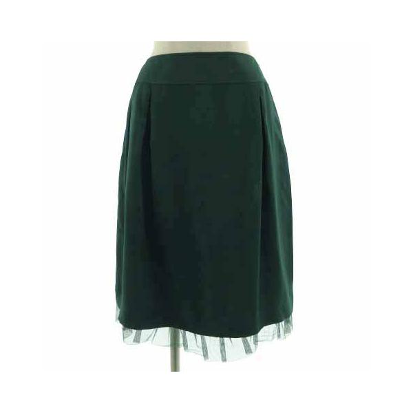 トゥモローランド TOMORROWLAND 42 Saints Peres スカート 台形 タック ミディ丈 裾レース 日本製 シルク100％ グリーン 緑 1【ブランド】トゥモローランド TOMORROWLAND【表記サイズ】1（日本サイ...
