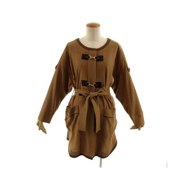 フーチークーチー Hoochie Coochie コート ノーカラー リボンベルト ウール混 日本製 ブラウン 茶 38 レディース【ブランド】フーチークーチー Hoochie Coochie【表記サイズ】38（日本サイズM相当）【実寸サイ...