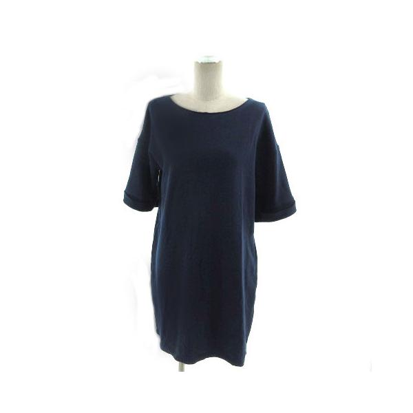 ドレステリア DRESSTERIOR LE TiROiR ワンピース スウェット 五分袖 袖ダブル ひざ丈 日本製 コットン ネイビー 紺 M レディース【ブランド】ドレステリア DRESSTERIOR【表記サイズ】M【実寸サイズ】肩幅：約...