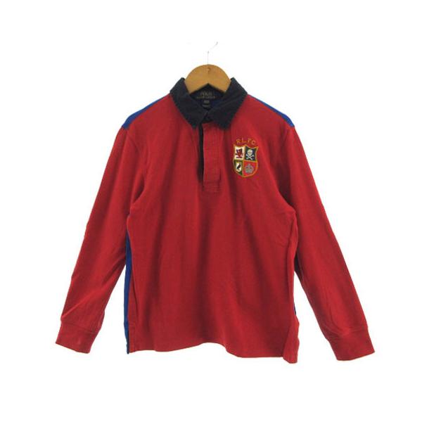 ポロ ラルフローレン POLO RALPH LAUREN ポロシャツ ラガーシャツ 長袖 ワッペン コットン レッド 赤 紺 青 白 M（10-12）【ブランド】ポロ ラルフローレン POLO RALPH LAUREN【表記サイズ】M（10...