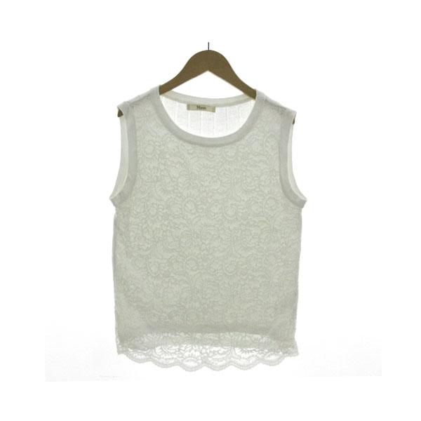フロムファーストミュゼ FROM FIRST MUSEE ニット ノースリーブ レース切替え コットン オフ白 M レディース【表記サイズ】M(バスト79-87 身長154-162）【実寸サイズ】身幅：43cm　着丈：54cm　※実寸サイズ...