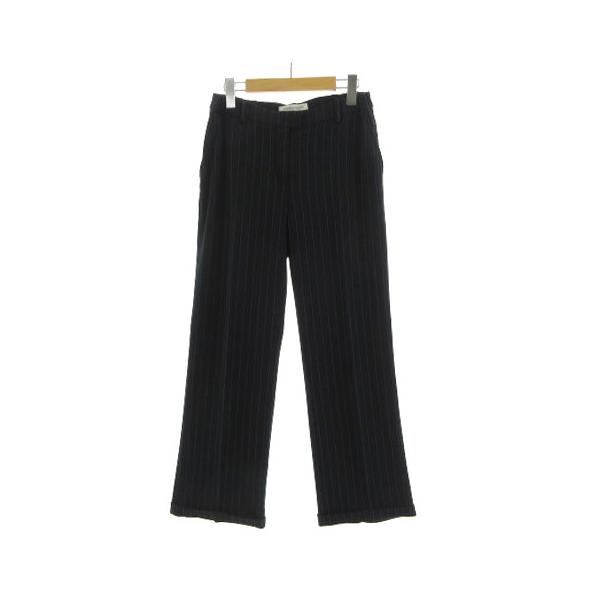 マリナリナルディ MARINA RINALDI パンツ ストレート ウエストゴム 裾ダブル ストレッチ ストライプ ブラック 黒 グレージュ 11【表記サイズ】11（日本サイズL相当）【実寸サイズ】ウエスト：約68-80cm　もも幅：約27...