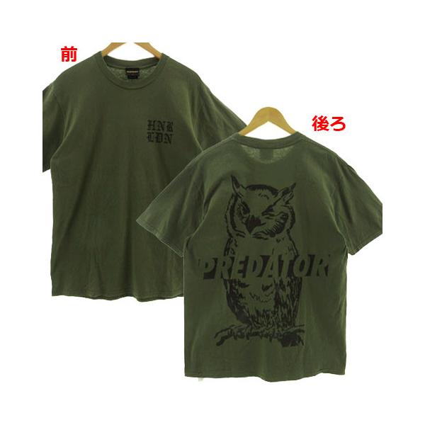 オナー HONOUR ユナイテッドアローズ UNITED ARROWS Tシャツ 丸首 半袖 バックプリント コットン カーキ ブラック 黒 M メンズ【表記サイズ】M【実寸サイズ】肩幅：48cm　身幅：52cm　着丈：68.5cm　袖丈：...