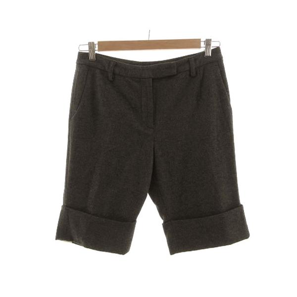 フォッシィ FOSSI パンツ ハーフパンツ 裾ダブル イタリア製生地 ツイード 日本製 ウール混 ブラウン 茶 ブラック 黒 42【表記サイズ】42（日本サイズXL相当）【実寸サイズ】ウエスト：約78cm　もも幅：約29-31cm　裾幅：...