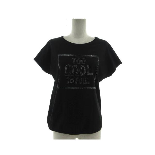 マーニプリーテ MANI PULITE Ｔシャツ ラインストーン 半袖 日本製 コットン ブラック 黒 レディース【表記サイズ】表記サイズなし※実寸サイズをご確認下さい。【実寸サイズ】身幅：48.5cm　着丈：53.5cm　ゆき丈：34cm...