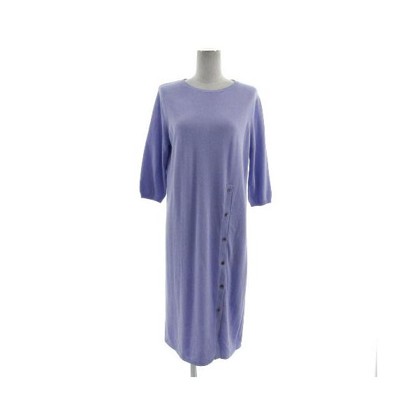 プリシラバスドール Priscillabus D'OR ワンピース ニット 七分袖 ロング丈 コットン混 ブルー系 ふじ色  2 レディース【表記サイズ】2（日本サイズM相当）【実寸サイズ】肩幅：36.5cm　身幅：47cm　袖丈：39.5...