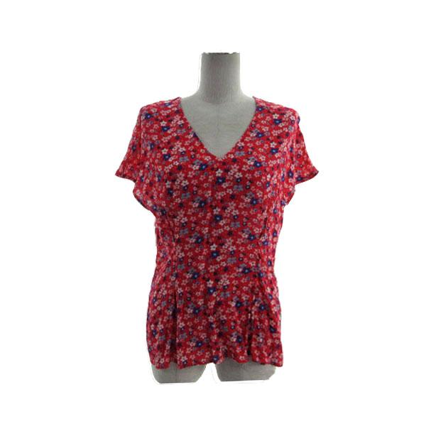 コントワーデコトニエ COMPTOIR DES COTONNIERS カットソー Vネック 半袖 花柄 レッド系 赤系 ブルー 青 ホワイト 白 7【ブランド】コントワーデコトニエ COMPTOIR DES COTONNIERS【表記サイズ...