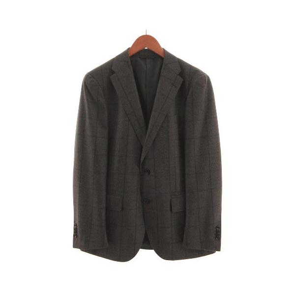 Simplicite plus ジャケット テーラードカラー 2B 格子柄 カノニコ VITALE BARBERIS CANONICO 上質ウール 起毛 グレーブラウン 茶 紺 46【表記サイズ】46（日本サイズM相当）【実寸サイズ】肩幅：...