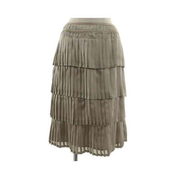 リツコ シラハマ RITSUKO SHIRAHAMA スカート ストレート プリーツ ティアード ミディ丈 シャイニー 光沢 グレージュ 1 レディース【ブランド】リツコ シラハマ RITSUKO SHIRAHAMA【表記サイズ】1（日本サ...