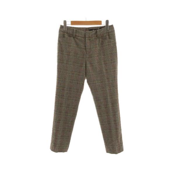 ラエフ la.f... ロートレアモン パンツ スリム ペッチ PECCI イタリア製生地 グレンチェック ブラウン 茶 ホワイト 白 マルチカラー 1S【表記サイズ】1S（日本サイズS相当）【実寸サイズ】ウエスト：約66cm　もも幅：約2...