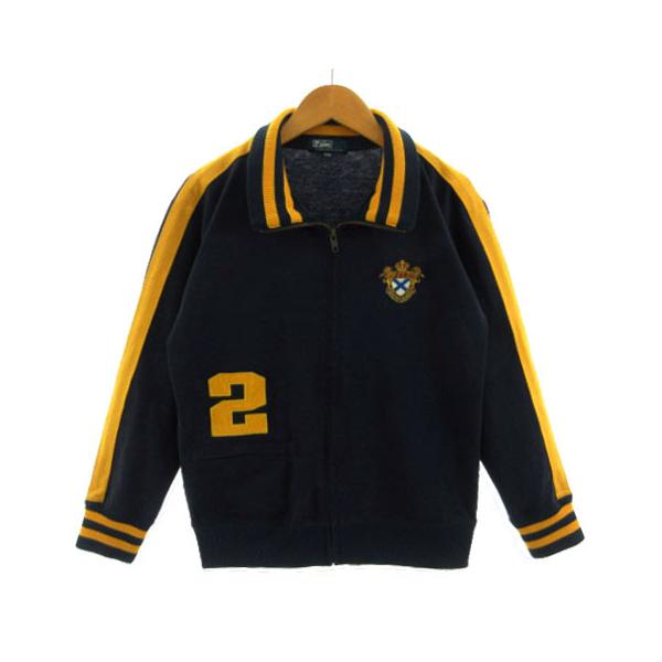Polo by Ralph Lauren ジャケット スタンドカラー ロゴエンブレムワッペン 長袖 ジップアップ コットン混 ライン 配色 紺 黄色系 150【ブランド】ポロ バイ ラルフローレン Polo by Ralph Lauren【...