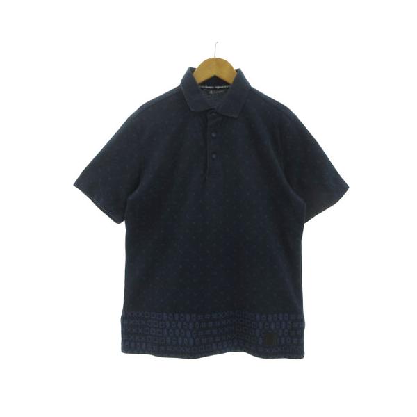 アディダス アディクロス adidas ADICROSS ゴルフウェア GLD57 ADICROSS TOKYOプリント 半袖 ポロシャツ FJ4366 紺 青 M【表記サイズ】M【実寸サイズ】肩幅：約40cm　身幅：約48cm　袖丈：約2...