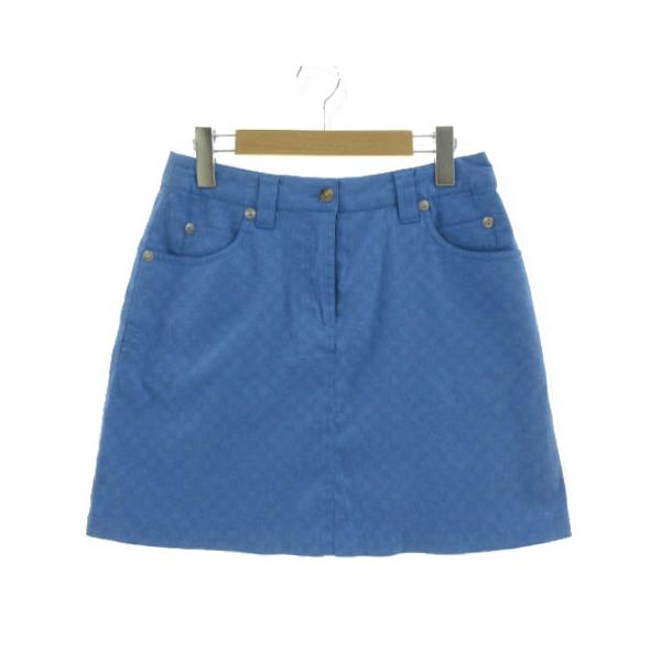 キャロウェイ CALLAWAY スカート 台形 防風 WINDSPORT ひざ丈 ストレッチ コットン混 市松模様 ブルー系 青系 M レディース【ブランド】キャロウェイ CALLAWAY【表記サイズ】M【実寸サイズ】ウエスト：約70cm　...