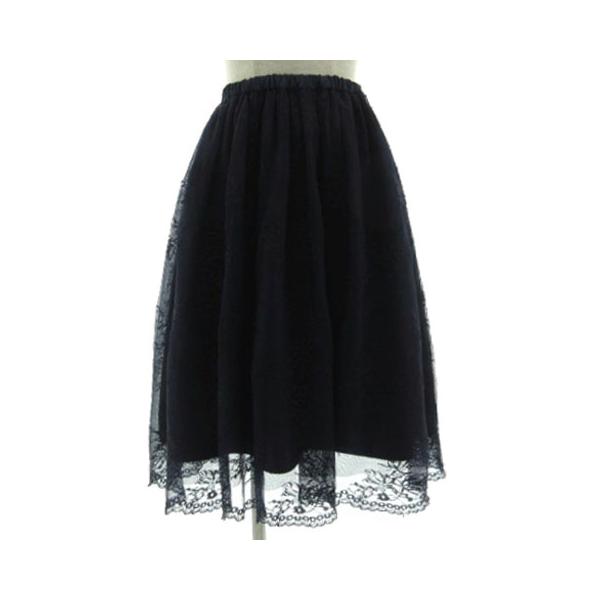 ラボラトリーワーク laboratory work スカート フレア ミディ丈 ウエストゴム 総レース ネイビー 紺 M レディース【ブランド】ラボラトリーワーク laboratory work【表記サイズ】M【実寸サイズ】ウエスト：50-...