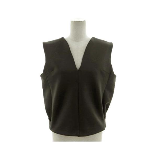 ドゥクラッセ DoCLASSE ダブル編みジャージー・ベスト 30308-534 Vネック プルオーバー カーキ M レディース【ブランド】ドゥクラッセ DoCLASSE【表記サイズ】M【実寸サイズ】身幅：50.5cm　着丈：47cm　※実...