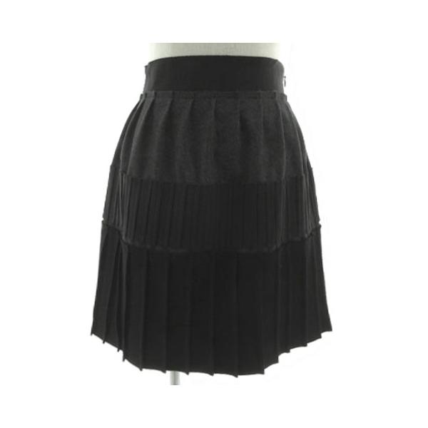 PHILOSOPHY di ALBERTA FERRETTI スカート 台形 ひざ丈 プリーツ 切替え イタリア製 ウール混 配色 ブラック 黒 グレー I40【ブランド】フィロソフィーディアルベルタフェレッティ PHILOSOPHY di...