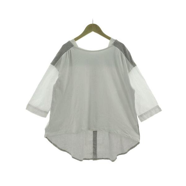 ビームスハート BEAMS HEART 後ボタン 異素材プルオーバー カットソー 43-11-0108-416 七分袖 切替 テールカット コットン オフ白 グレー【ブランド】ビームスハート BEAMS HEART【表記サイズ】表記サイズな...