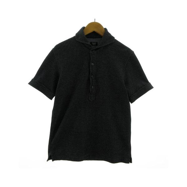 メンズビギ MEN'S BIGI CROWDED CLOSET ポロシャツ ハニカム素材 M0291UTS01 ホリゾンタルカラー 半袖 バーズアイ柄調 黒 白 02【ブランド】メンズビギ MEN'S BIGI【表記サイズ】02（日本サイズ...